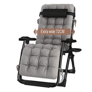 CZYSHP Cushion Oversized Patio Chairs Reclining for Heavy People Sun Lounger Zero Gravity Chair for Outdoor Camping Travel Portable Chairs with Cotton Pad/Gray1