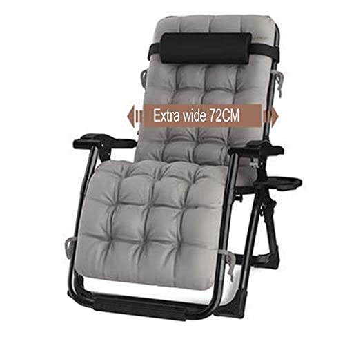 CZYSHP Cushion Oversized Patio Chairs Reclining for Heavy People Sun Lounger Zero Gravity Chair for Outdoor Camping Travel Portable Chairs with Cotton Pad/Gray1