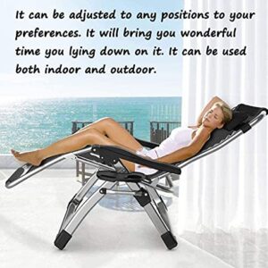 CZYSHP Cushion Oversized Patio Chairs Reclining for Heavy People Sun Lounger Zero Gravity Chair for Outdoor Camping Travel Portable Chairs with Cotton Pad/Gray1