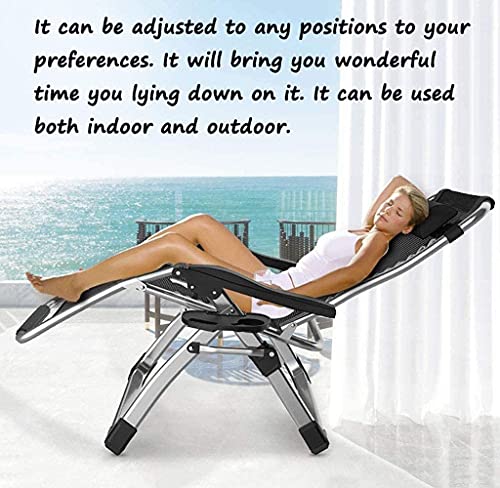 CZYSHP Cushion Oversized Patio Chairs Reclining for Heavy People Sun Lounger Zero Gravity Chair for Outdoor Camping Travel Portable Chairs with Cotton Pad/Gray1