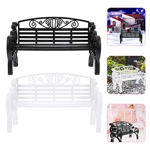 NUOBESTY Miniatures Rustic Bench 2pcs Furniture 1: 6 Scale Miniature Modern Styled Garden Patio Park Bench Garden Decor Sofa Bench Rustic Decor