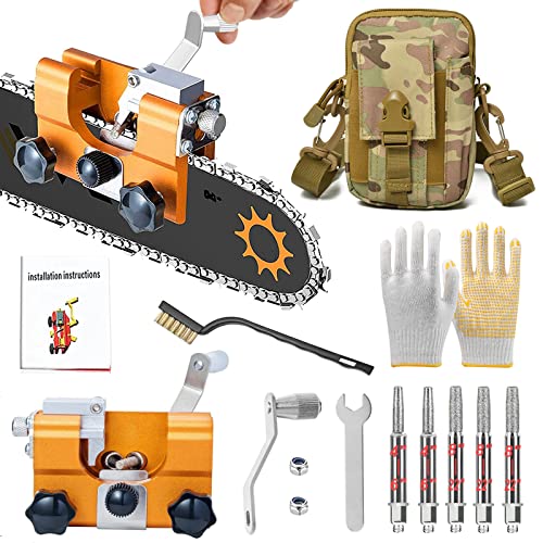 Chainsaw Sharpening Kit, Fast Chain Saw Shaperener Tool, Portable Chainsaw Sharpening Jig, Hand Crank Chainsaw Blade Sharpener, Electric Chainsaw File/Sharpener Accessories for All Kinds of Chain Saws