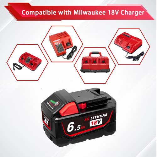 GROWFEAT 2Pack 6500mAh Replacement Battery for Milwaukee M-18 Battery