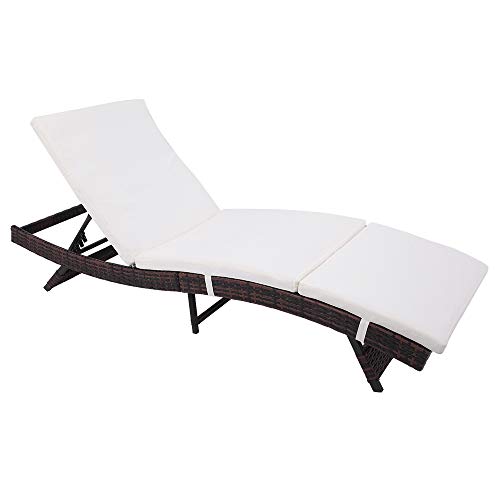 MengK S Style Patio Chaise Lounge Embossing Vines Chaise Lounge Chair Brown