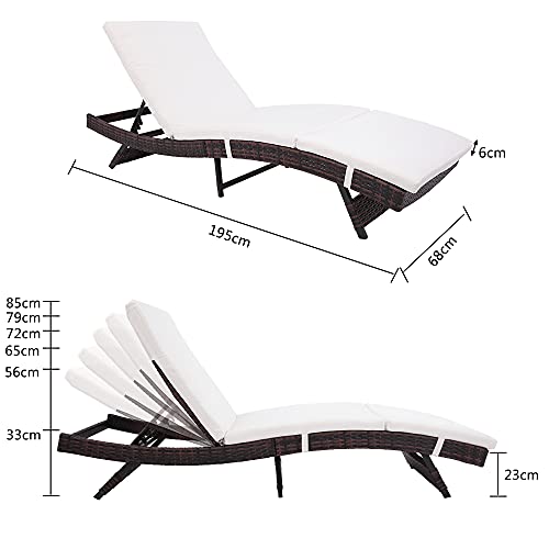 MengK S Style Patio Chaise Lounge Embossing Vines Chaise Lounge Chair Brown