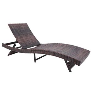 MengK S Style Patio Chaise Lounge Embossing Vines Chaise Lounge Chair Brown