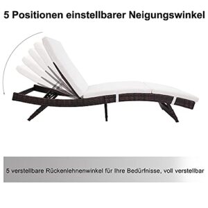 MengK S Style Patio Chaise Lounge Embossing Vines Chaise Lounge Chair Brown