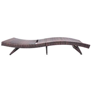 MengK S Style Patio Chaise Lounge Embossing Vines Chaise Lounge Chair Brown