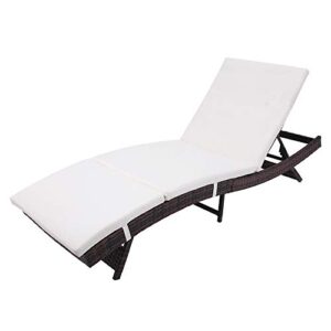 MengK S Style Patio Chaise Lounge Embossing Vines Chaise Lounge Chair Brown