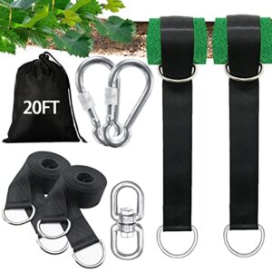 igolfluck Tree Swing Straps Hanging Kit 50CM/8FT/15FT/20FT/25FT, Extra Long Tree Swing Straps Holds 5500 lbs with Lock Carabiners & Tree Protectors, Safer for All Swing & Hammock (20FT)