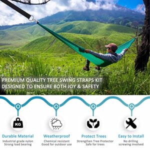 igolfluck Tree Swing Straps Hanging Kit 50CM/8FT/15FT/20FT/25FT, Extra Long Tree Swing Straps Holds 5500 lbs with Lock Carabiners & Tree Protectors, Safer for All Swing & Hammock (20FT)