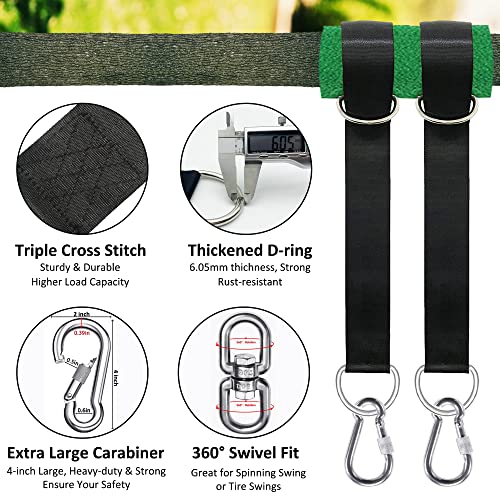 igolfluck Tree Swing Straps Hanging Kit 50CM/8FT/15FT/20FT/25FT, Extra Long Tree Swing Straps Holds 5500 lbs with Lock Carabiners & Tree Protectors, Safer for All Swing & Hammock (20FT)