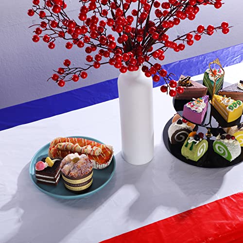 3 PCS Plastic 4th of July Patriotic Tablecloth Red White Blue Stripe Disposable Table Cover 51x71 Inch Patriotic Rectangle Table Cover for 4th of July Patriotic Memorial Day Party Decoration Supplies