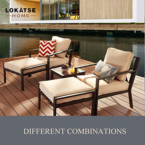 LOKATSE HOME Outdoor Metal Square Side/End Table with Wood Top for Patio, Porch, Deck, Brown