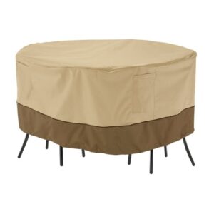 classic accessories veranda water-resistant 52 inch bistro round patio table & chair set cover, outdoor table cover