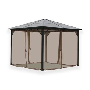 garden lucky replacement gazebo mosquito netting 4 panels for patio garden backyard (10’x10′, khaki, only netting)