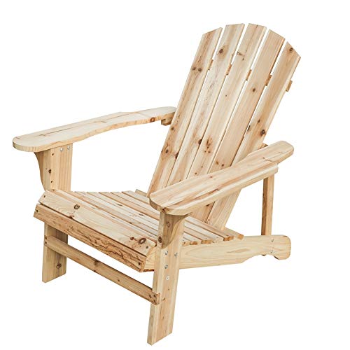 LOKATSE HOME Outdoor Natural Wood Adirondack Classic Chair for Patio