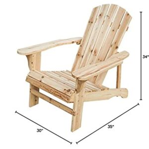 LOKATSE HOME Outdoor Natural Wood Adirondack Classic Chair for Patio