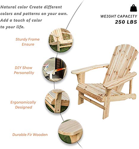 LOKATSE HOME Outdoor Natural Wood Adirondack Classic Chair for Patio