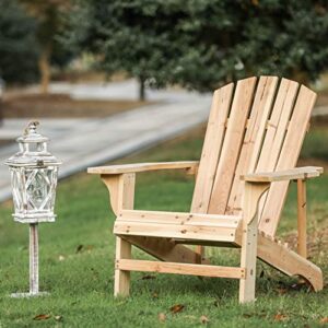 LOKATSE HOME Outdoor Natural Wood Adirondack Classic Chair for Patio