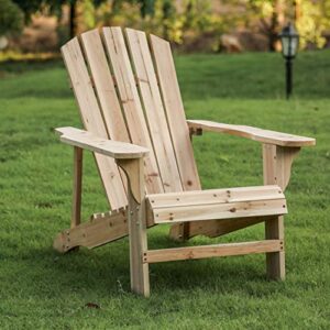 LOKATSE HOME Outdoor Natural Wood Adirondack Classic Chair for Patio