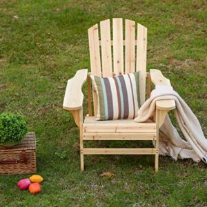 LOKATSE HOME Outdoor Natural Wood Adirondack Classic Chair for Patio