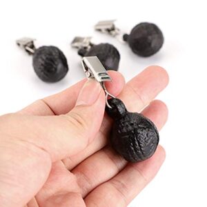 OwnMy Set of 4 Tablecloth Weights Clip on, Pendant Tablecloth Weights Kit with Cast Iron Round Ball, Cloth Weights Clip for Outdoor Garden Party Picnic Tablecloths, Heavy Duty Tablecloth Clips (Black)