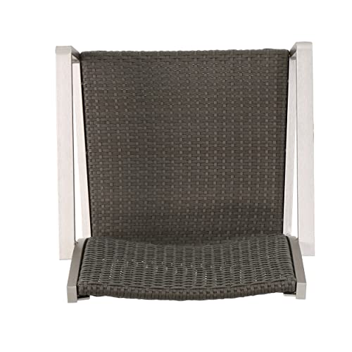 Christopher Knight Home Cape Coral Outdoor Wicker Dining Chairs with Aluminum Frames, 2-Pcs Set, Grey