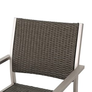 Christopher Knight Home Cape Coral Outdoor Wicker Dining Chairs with Aluminum Frames, 2-Pcs Set, Grey