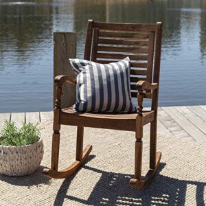 Walker Edison Montego Traditional Acacia Wood Slat Back Patio Rocking Chair, 42 Inch, Brown