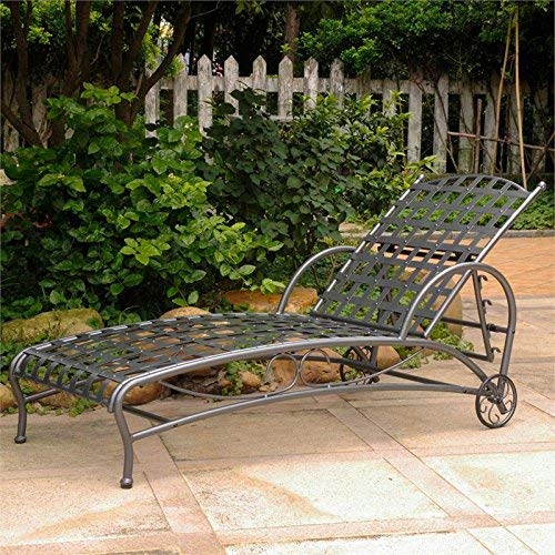 International Caravan Iron Multi-Position Patio Chaise Lounge