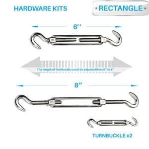 Patio Paradise Heavy Duty Shade Sail Hardware Kit for Square and Rectangle Sun Shade Sail Installation - 6 Inch…