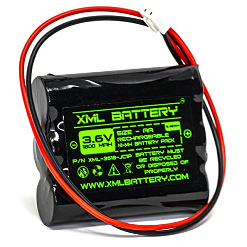 XML Battery 3.6v 1800mAh AA1800 Unitech Ni-MH Rechargeable Battery Pack Replacement for Exit Sign Emergency Light