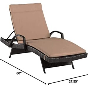 Christopher Knight Home Salem Outdoor Wicker Adjustable Chaise Lounges with Arms, with Cushions, 2-Pcs Set, Multibrown / Carmel