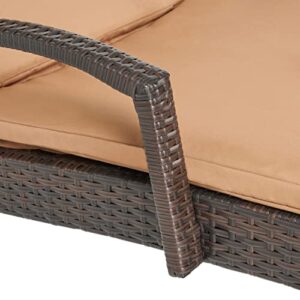 Christopher Knight Home Salem Outdoor Wicker Adjustable Chaise Lounges with Arms, with Cushions, 2-Pcs Set, Multibrown / Carmel