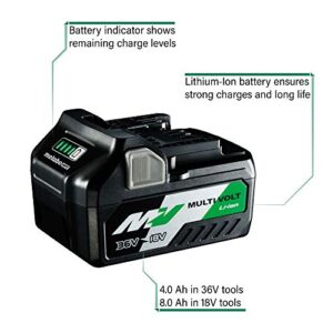 Metabo HPT MultiVolt Battery and Charger Starter Kit | 36V/18V | 4.0Ah/8.0Ah | Lithium Ion | Slide Style | Charger Includes Built-in USB Port | UC18YSL3B1