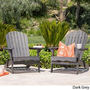 GDFStudio Hillary Outdoor Rustic Acacia Wood Folding Adirondack Chair (Set of 2), Dark Gray