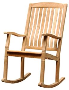 cambridge casual wooden arie patio porch rocking chair for outdoor, single item/natural teak