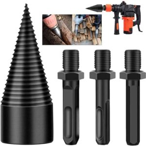 firewood log splitter, 3pcs drill bit removable cones kindling wood splitting logs bits duty electric drills screw cone driver hex square round 32mm