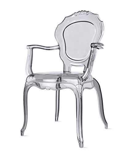 2xhome - Belle Style Ghost Chair Ghost Armchair Dining Room Chair - Smoke Armchair Lounge Chair Seat Higher Fine Modern Designer Artistic Classic Mold