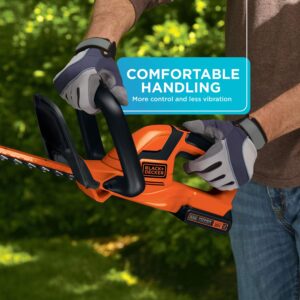 BLACK+DECKER 20V MAX Cordless Hedge Trimmer, 22 Inch Steel Blade, Reduced Vibration, Battery and Charger Included (LHT2220), Orange