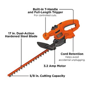 BLACK+DECKER Electric Hedge Trimmer, 17-Inch (BEHT150)