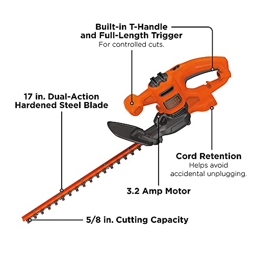 BLACK+DECKER Electric Hedge Trimmer, 17-Inch (BEHT150)