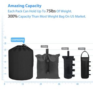 KAMPKEEPER Sand Bags for Canopy Tent, Sandbags for Weight Gazebo,Heavy Duty 70LBS*4Packs (Black)