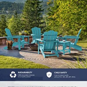 KINGYES Folding Adirondack Chair with Double Layer Side Table 3-Piece Adirondack Chair Set (Including 2 Folding Chairs-Tiffany and 1 Side Table-Tiffany)