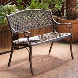 rustproof aluminum outdoor park bench, antique copper