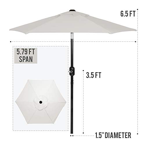 Punchau 6 Ft Outdoor Patio Umbrella, Easy Open/Close Crank and Push Button Tilt Adjustment - Beige Market Umbrellas