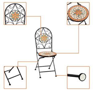 VINGLI 2 PCS Mosaic Bistro Folding Chairs Outdoor Garden Patio Furniture Seating