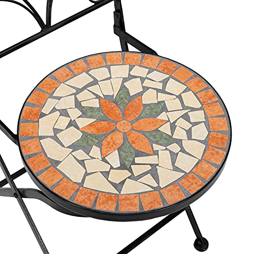 VINGLI 2 PCS Mosaic Bistro Folding Chairs Outdoor Garden Patio Furniture Seating