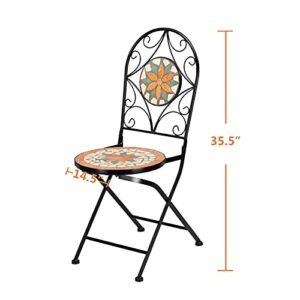 VINGLI 2 PCS Mosaic Bistro Folding Chairs Outdoor Garden Patio Furniture Seating